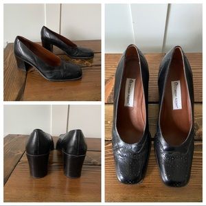 Etienne Aigner | Shoes | Etienne Aigner Leather Black Block Heel Shoes ...